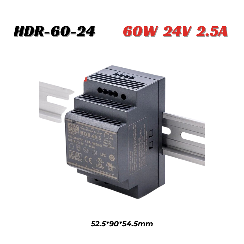 Meanwell HDR-60-24 (NGuồn DIN Rail 60W 24V 2.5A)